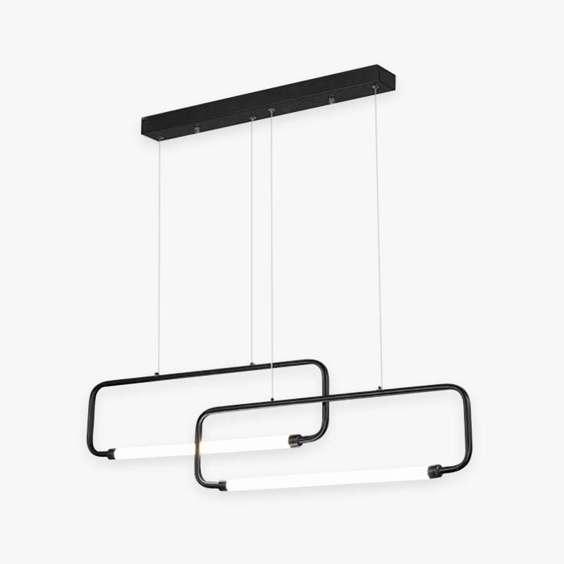 Bouvet Modern Minimalist Double-Rectangular Metal/Acrylic Pendant Light ...